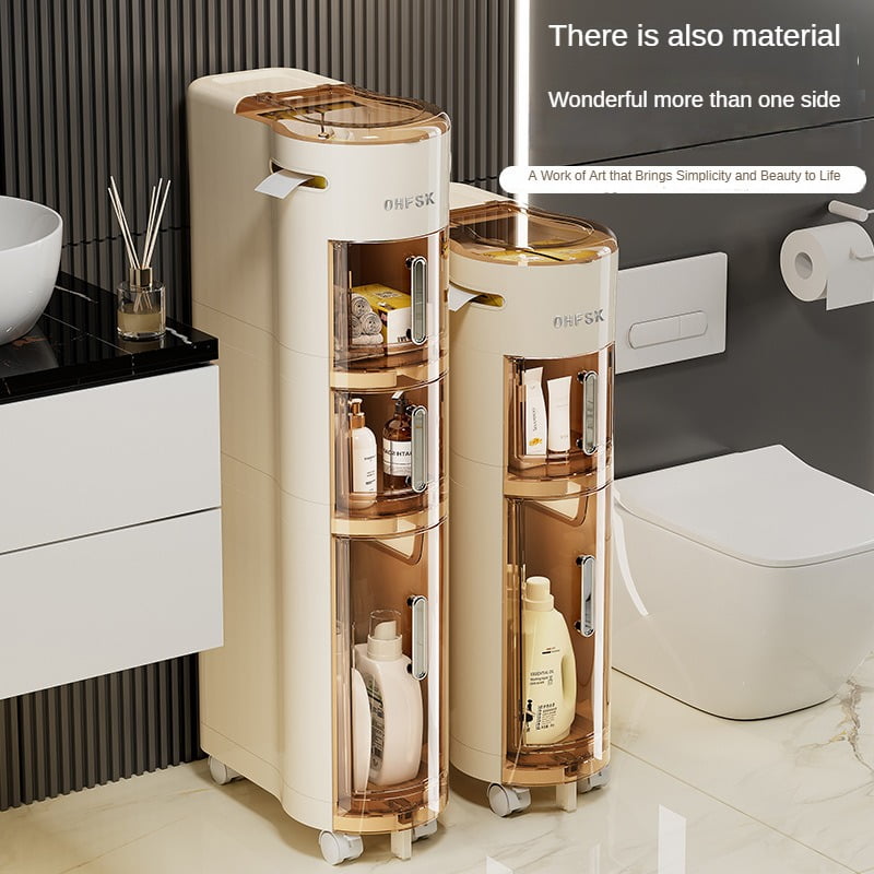 Narrow Rolling Bathroom Storage Cabinet with Wheels Slim Gap Organizer ...