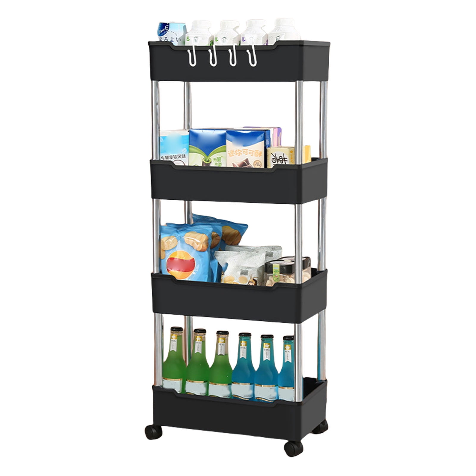 Narrow Rolling Storage Cart Mobile Bathroom Kitchen Organizers Multi ...