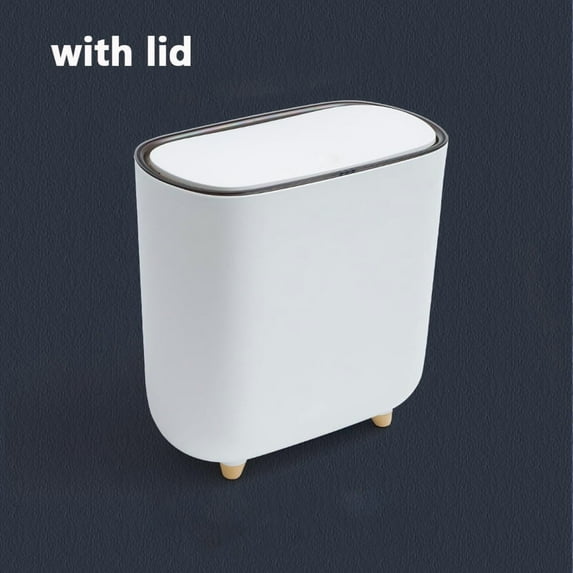 Narrow Shape Press Ring Trash Can with Lid for Bathroom Gap ...