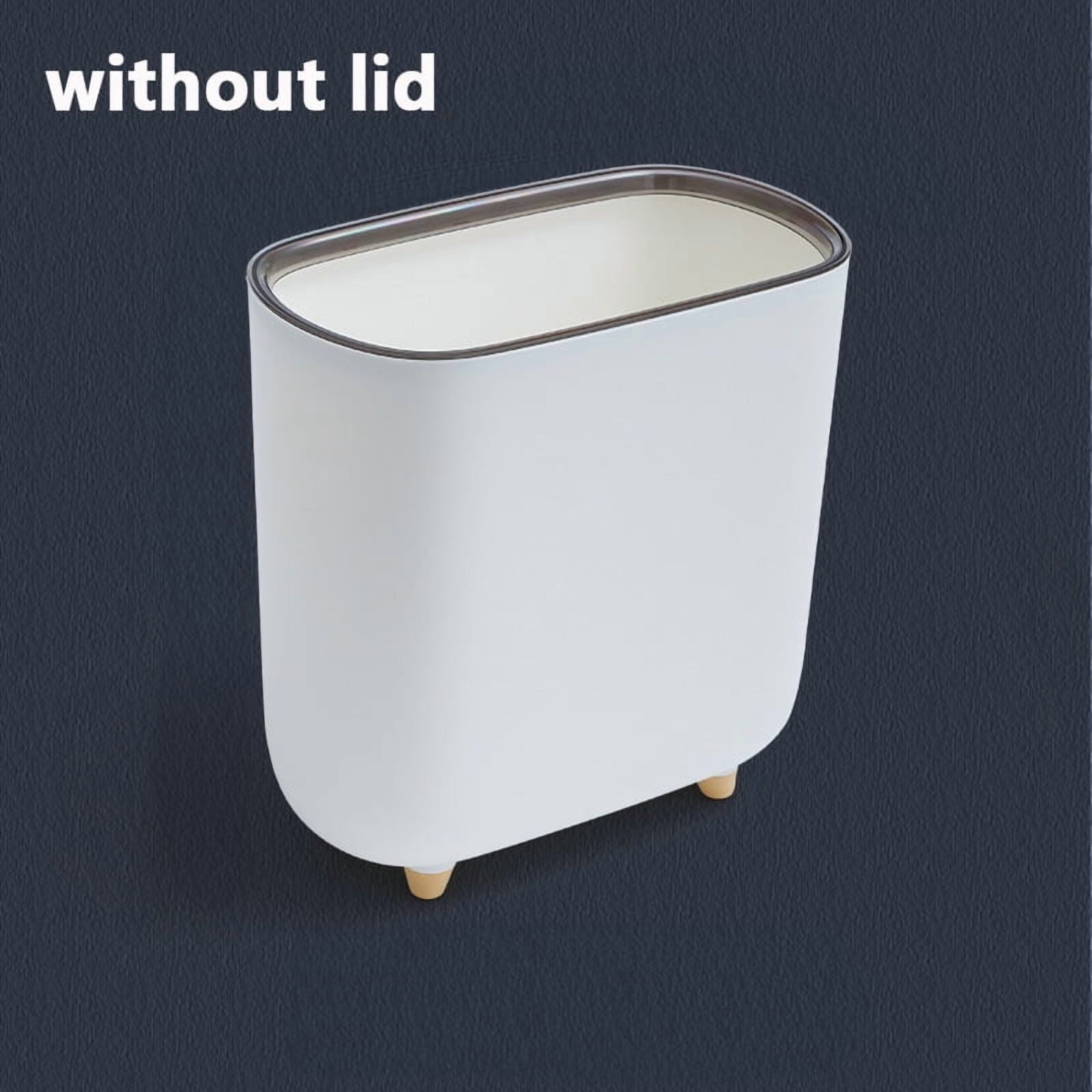 Narrow Shape Press Ring Trash Can with Lid for Bathroom Gap ...