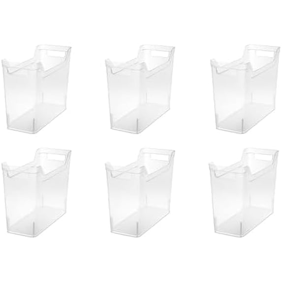 Narrow Shelf Bin with Handles, Plastic Storage Container for Organizing ...