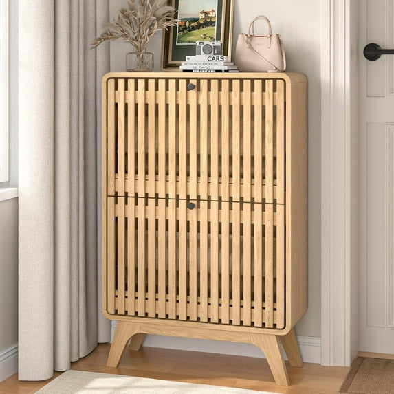Narrow Shoe Cabinet Storage for Entryway, Modern Cabinet Rack with 2 ...