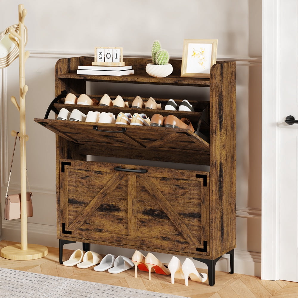 Narrow Shoe Organizer for Entryway, Slim Hidden Shoe Cabinet for Tiny ...