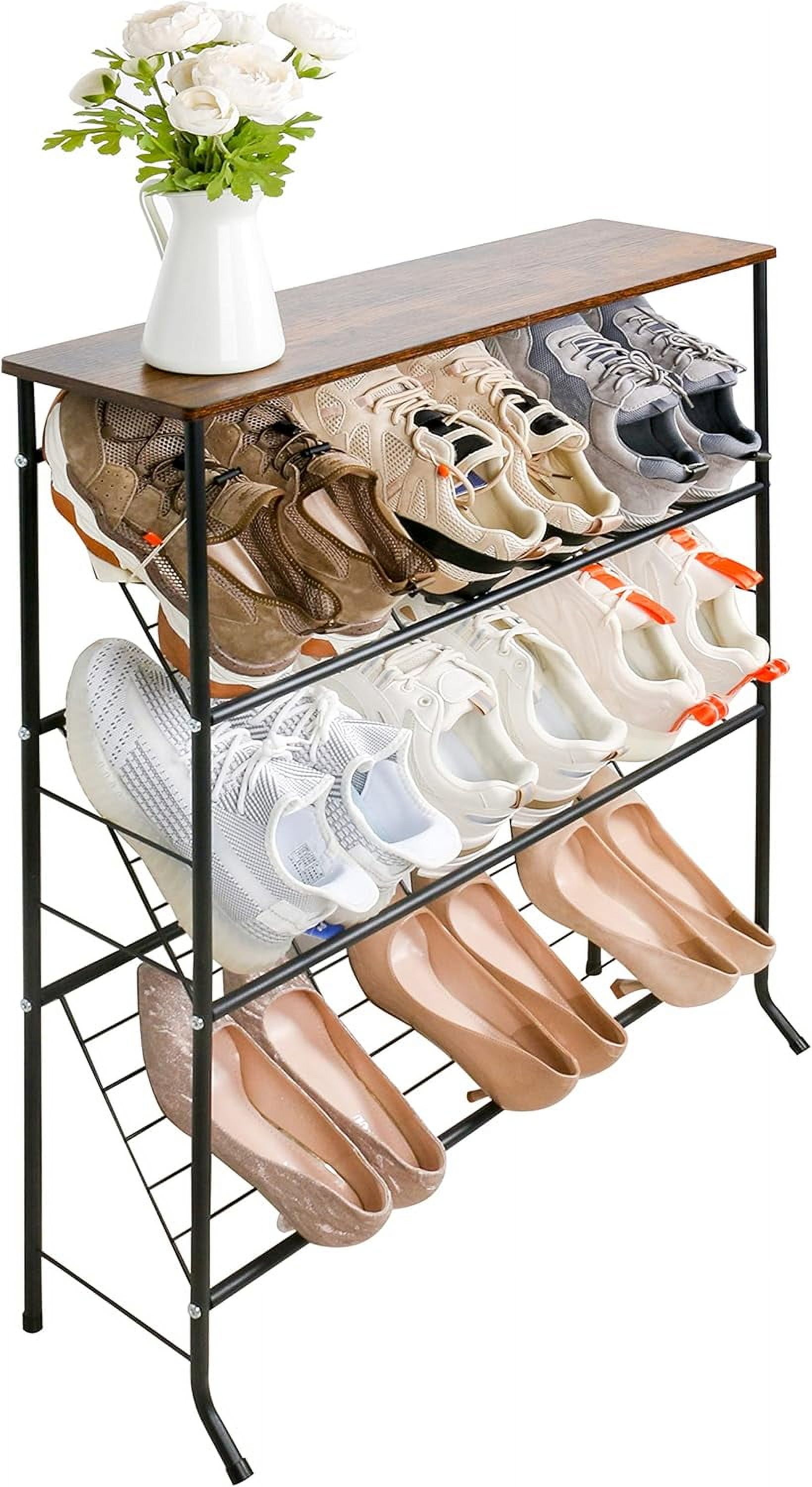 Narrow Shoe Rack for Front Door Entrance,4-Tier Shoes Rack Storage ...