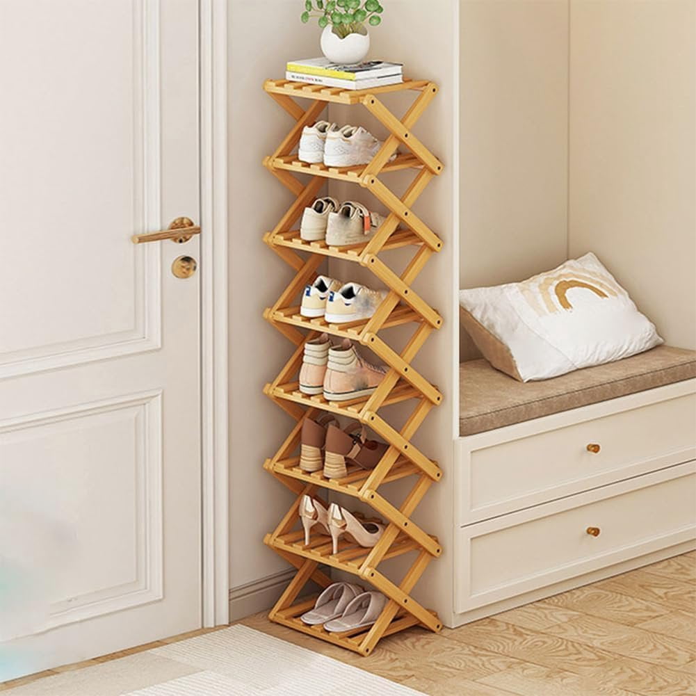 Narrow Shoe Rack - Shoe Storage Organiser- Vertical Foldable Shoes ...