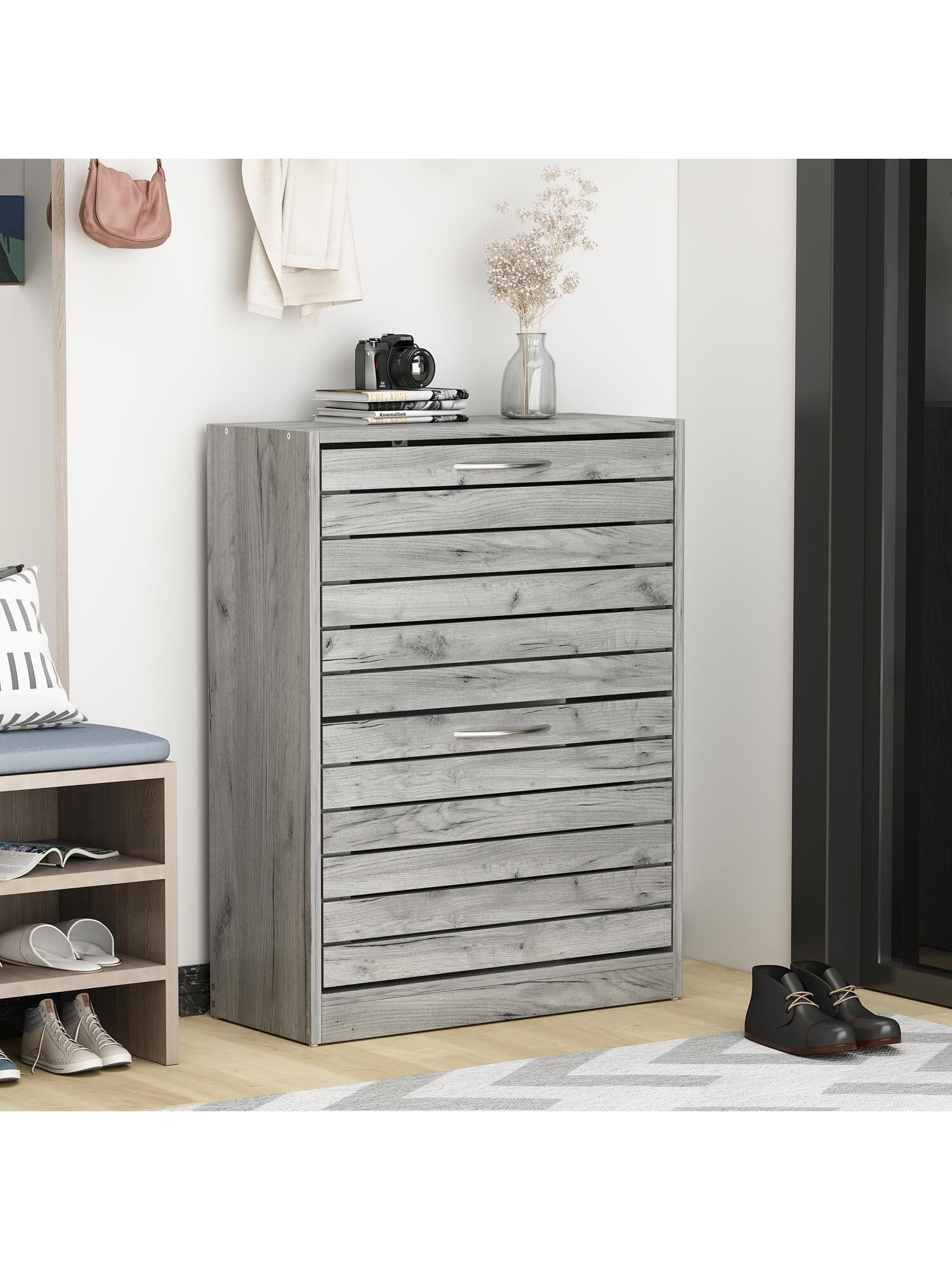 "Narrow Shoe Storage Cabinet – 2 Drawers, Adjustable Shelf & Shutter ...