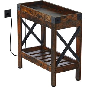 DecorTech Traditional Rectangular End Table with AC Power and USB ...