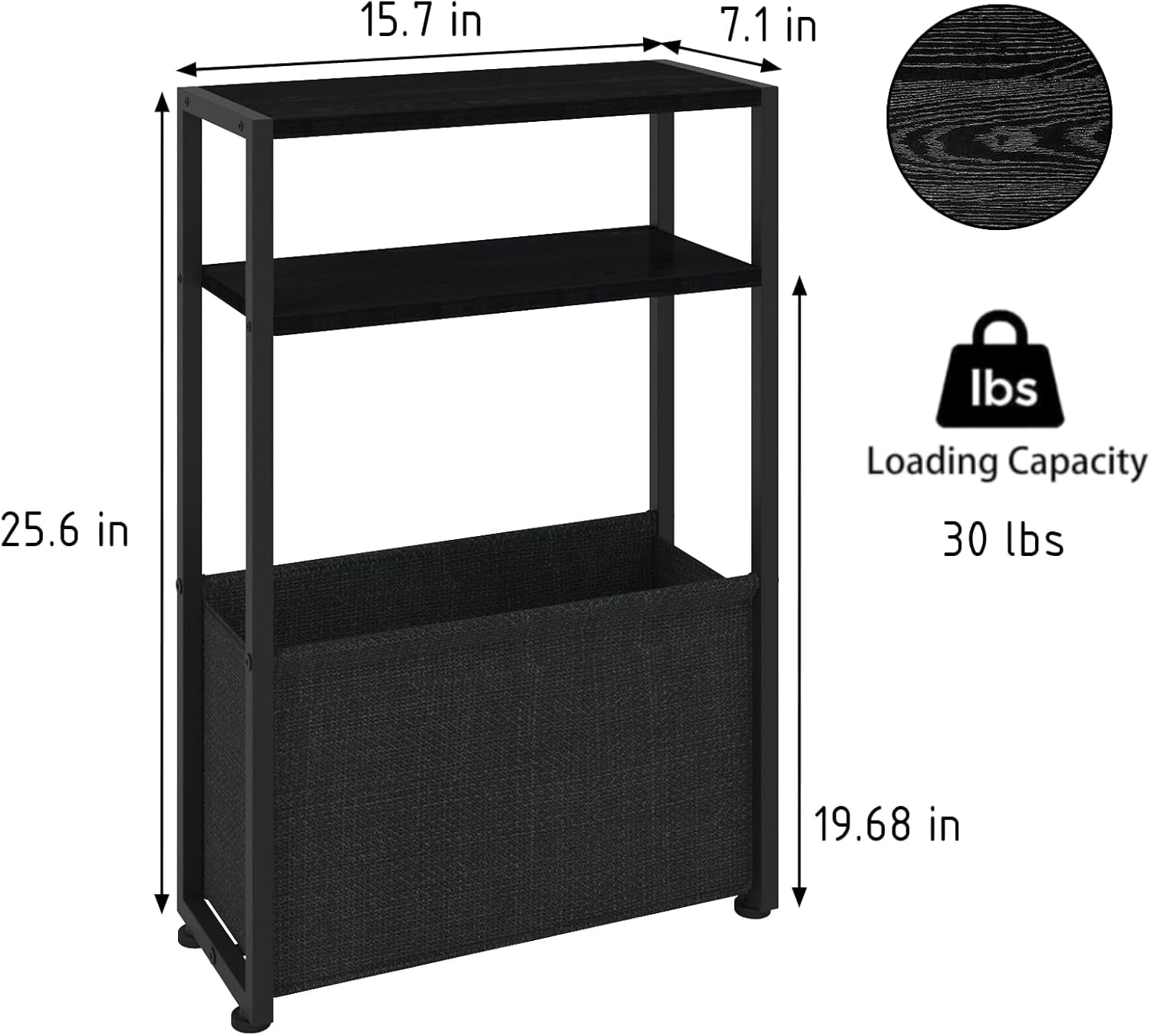 Narrow Side Table, Slim End Tables with Fabric Basket, Skinny Table for ...