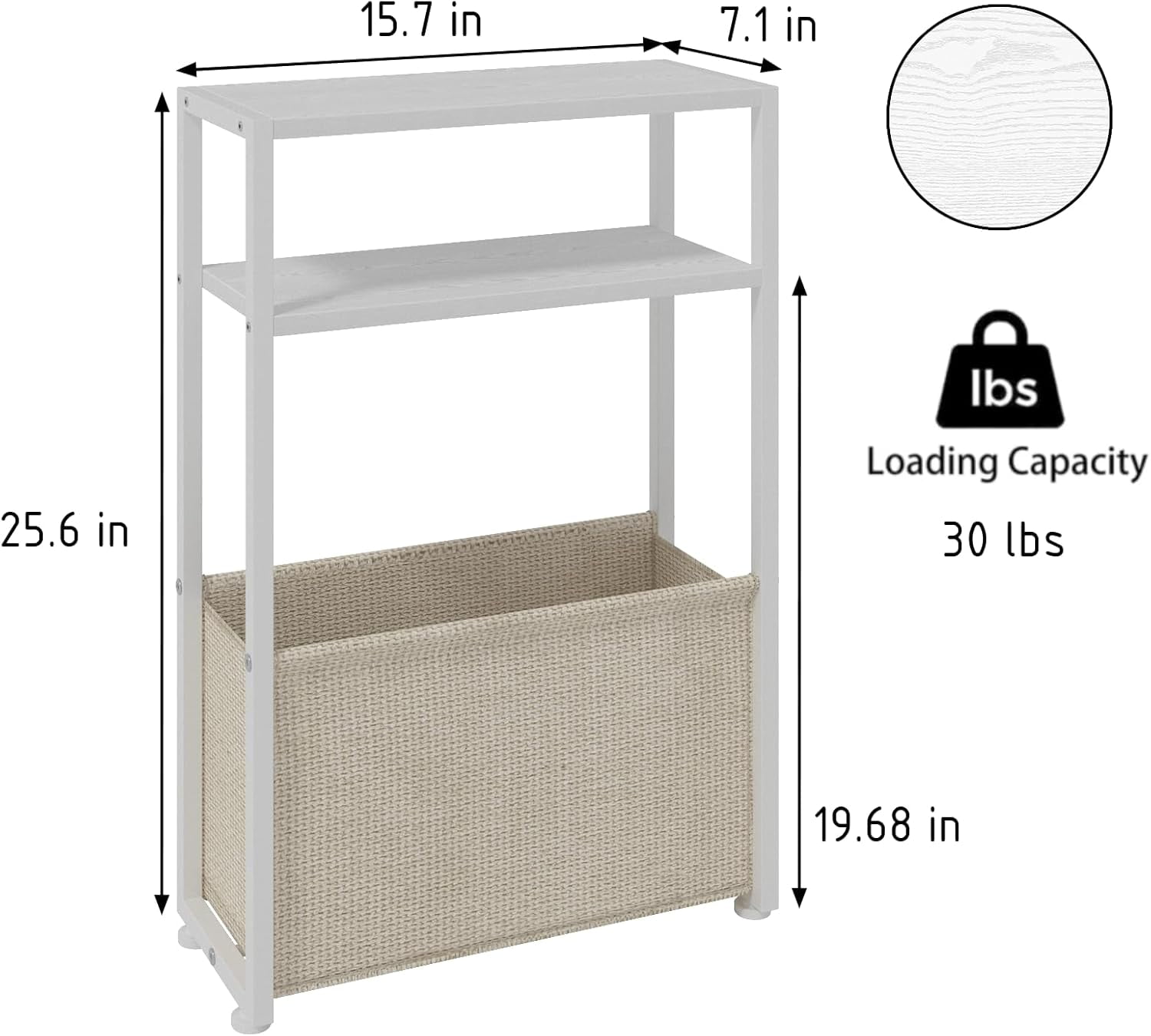 Narrow Side Table, Slim End Tables with Fabric Basket, Skinny Table for ...