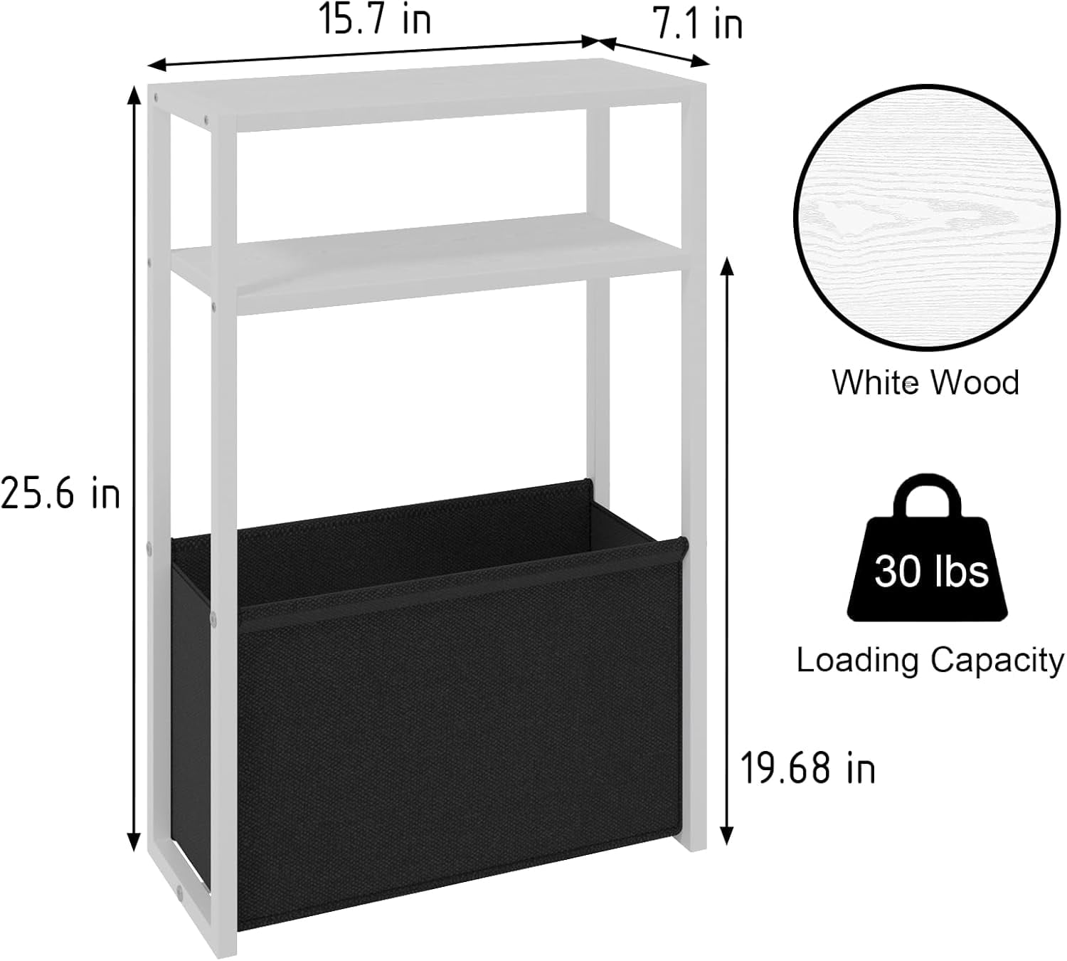 Narrow Side Table, Slim End Tables with Fabric Basket, Skinny Table for ...