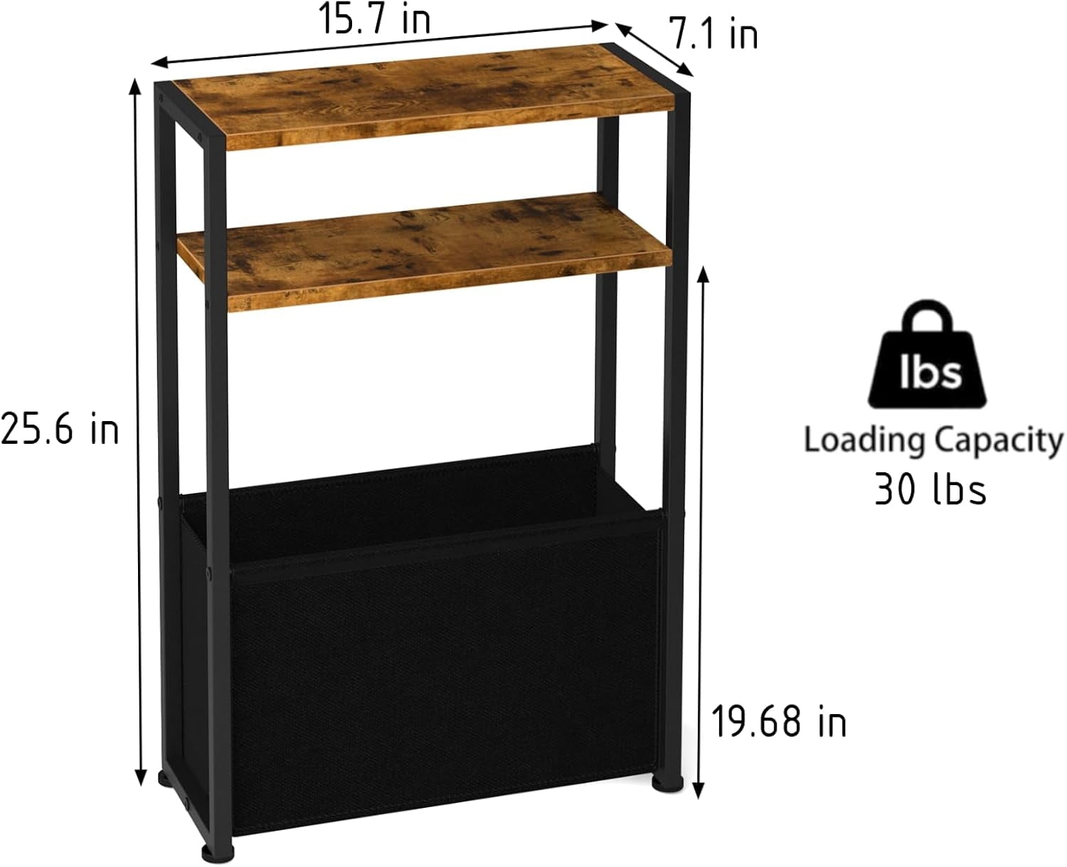 Narrow Side Table, Slim End Tables with Fabric Basket, Skinny Table for ...