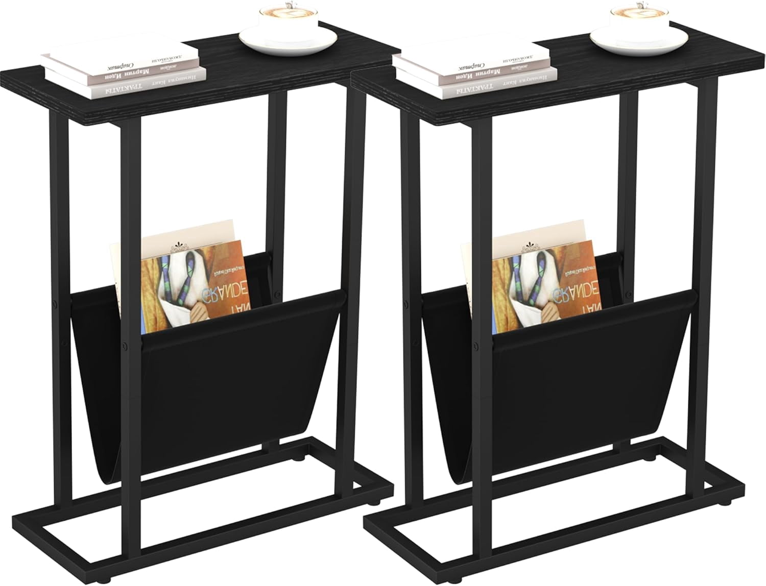 Narrow Side Table for Small Spaces, Small End Table Set of 2 with ...