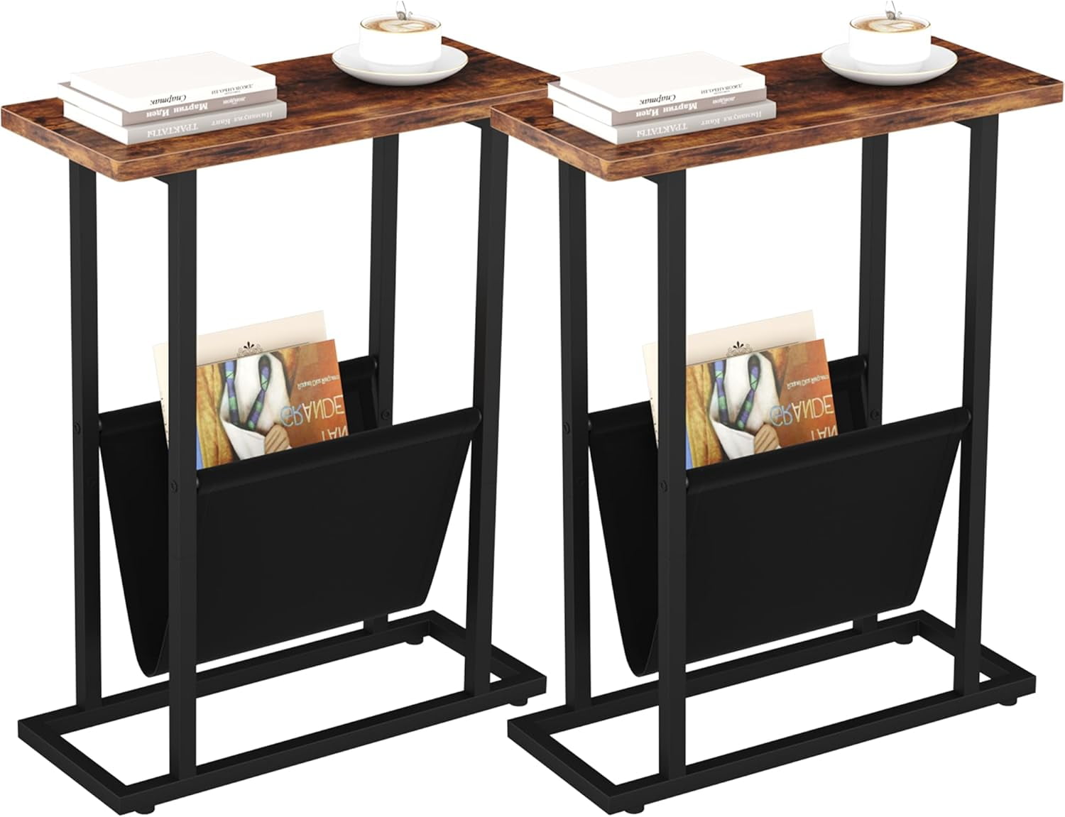 Narrow Side Table for Small Spaces, Small End Table Set of 2 with ...