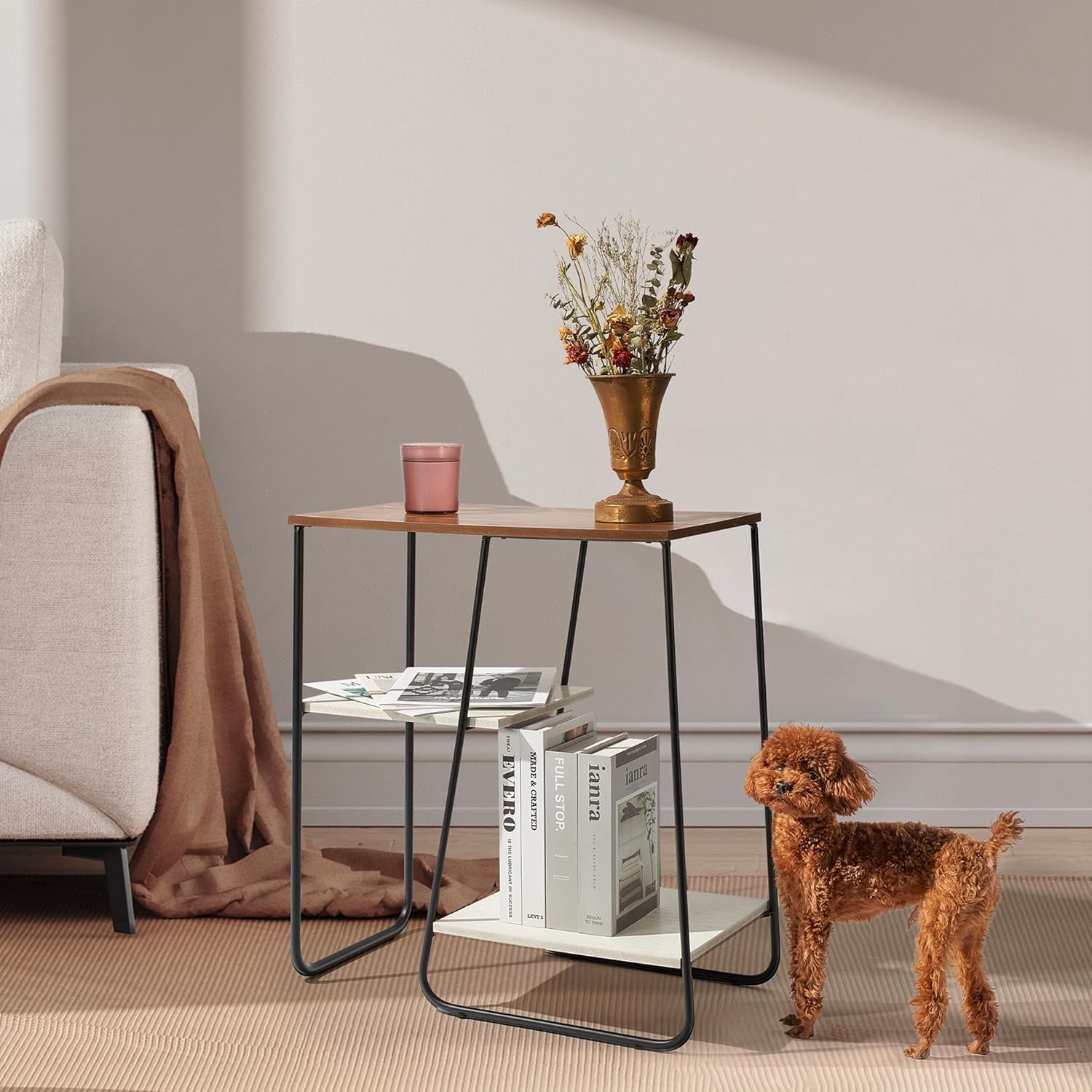 Narrow Side Table, Square End Tables Living Room, Modern Wood ...