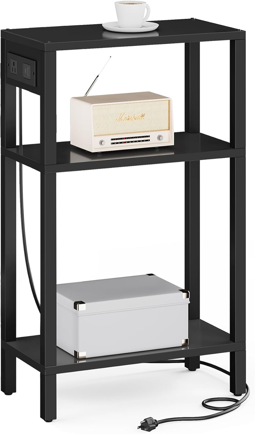 Narrow Side Table with Charging Station,Small End Table with USB Ports ...