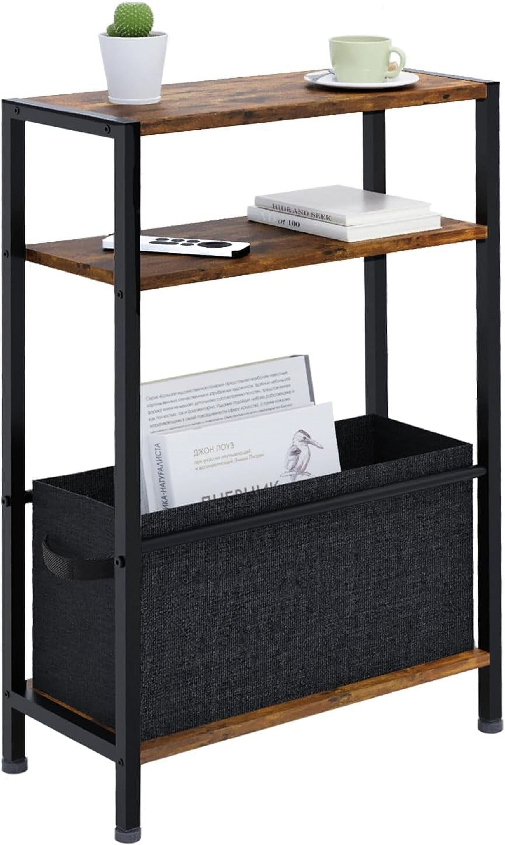 "Narrow Side Table with Drawer - Slim Storage End Table for Small ...