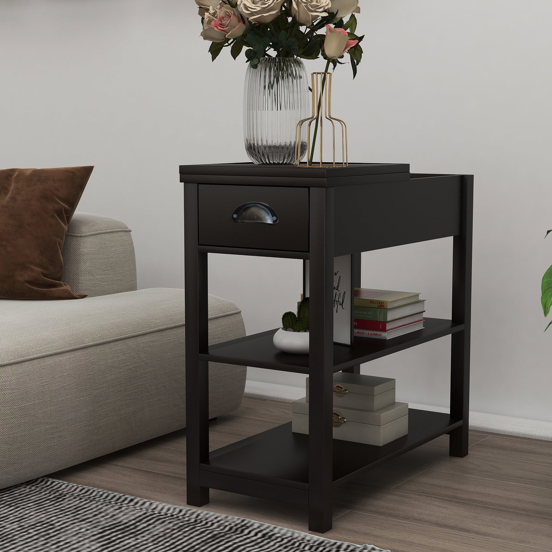 Narrow Side Table with Drawers and Partition | Used in Study for Drink ...