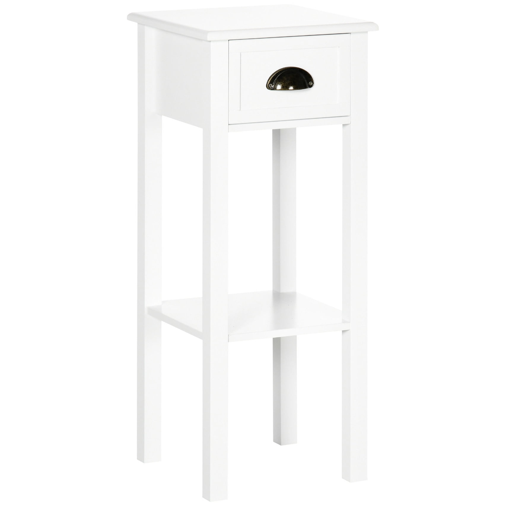 Narrow Side Table with Slide-Out Drawer for Book Storage / Fits Well in ...