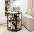 Narrow Side Table with Study Metal Frame and Storage Shelves-Gray ...