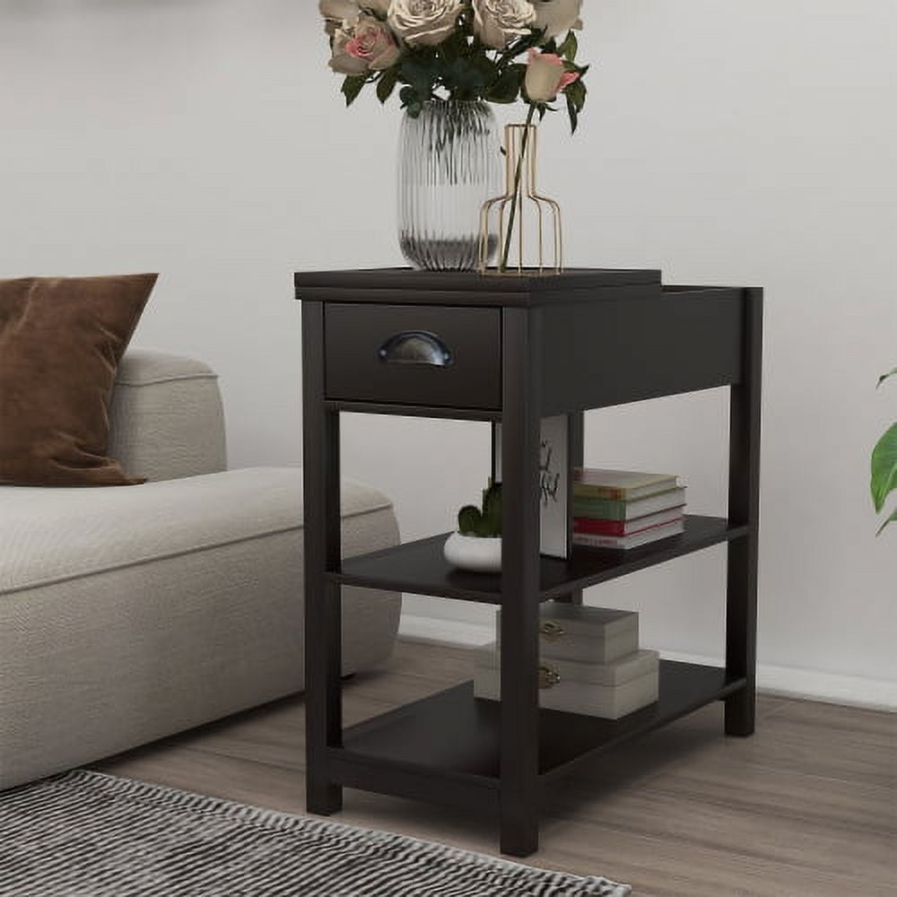 Narrow Sided Table with Drawers and Bottom Partition in Flip Over ...