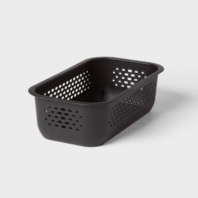 Narrow Small Decorative Plastic Bin Black - Brightroom: Modern ...