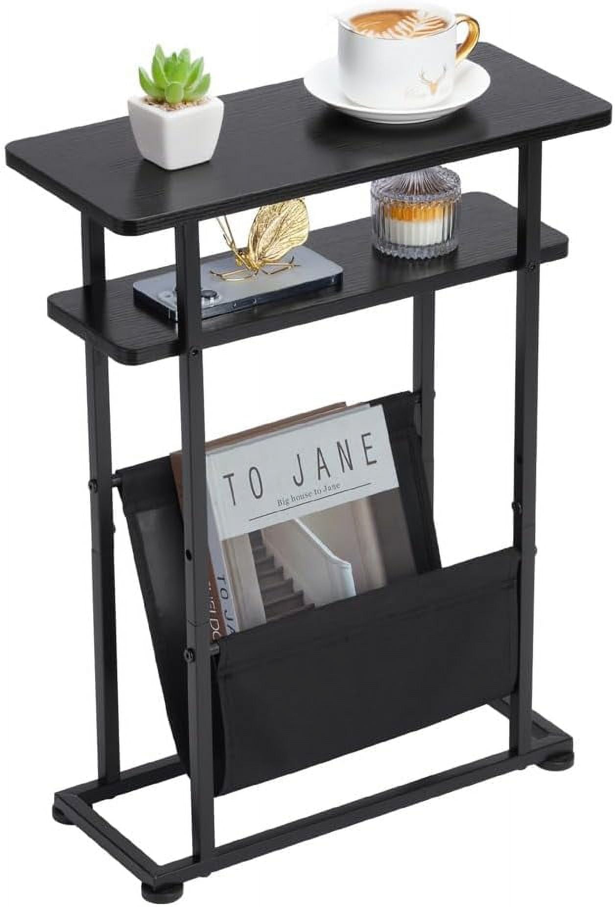 Narrow Small Side Table for Small Spaces - Slim End Table with Magazine ...
