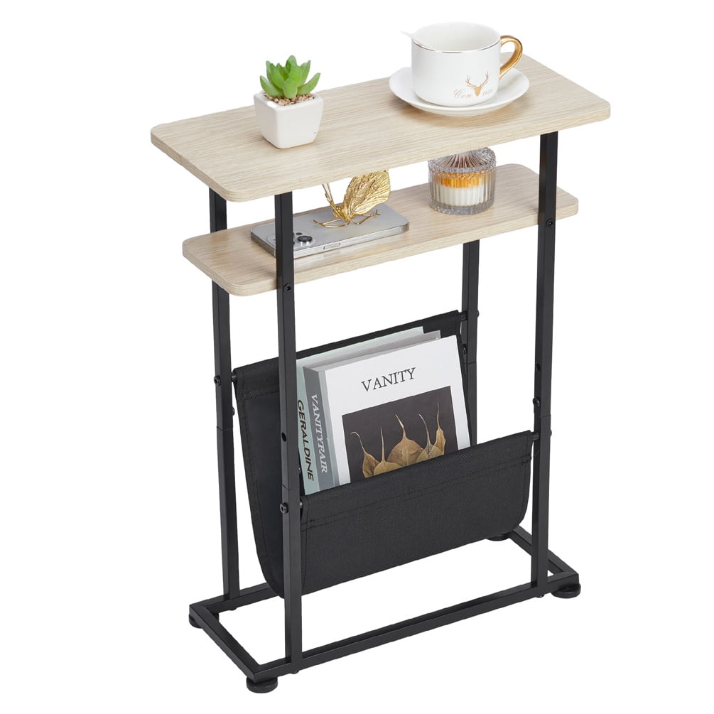 Narrow Small Side Table for Small Spaces - Slim End Table with Magazine ...