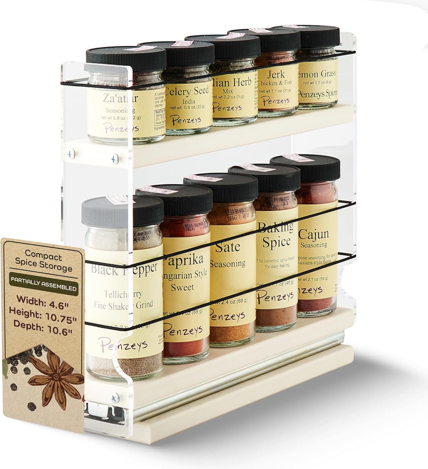 Narrow Spice Rack -Sliding Spice Jars Organizer - Pantry Organizers ...