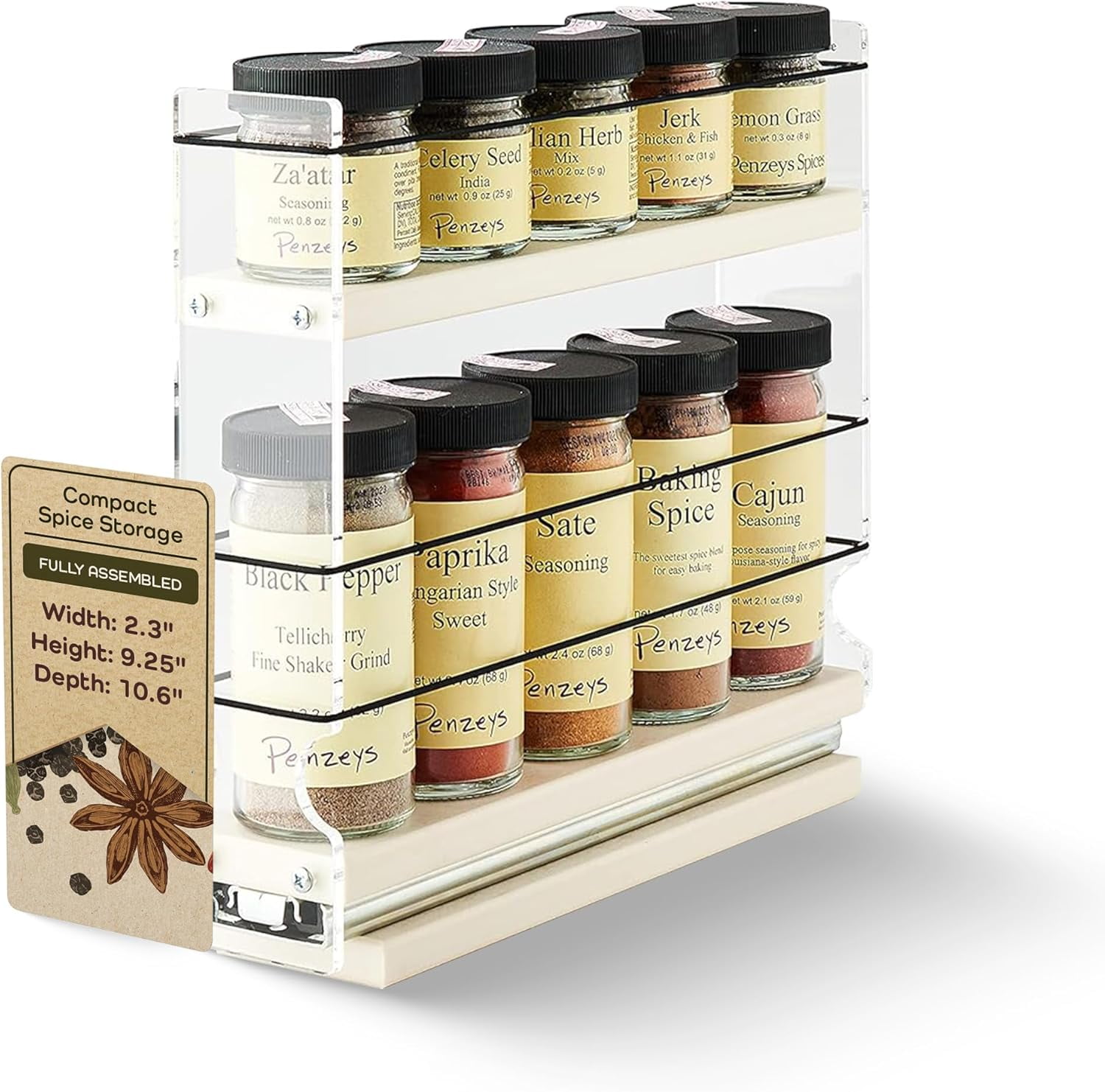 Narrow Spice Rack -Sliding Spice Jars Organizer - Pantry Organizers ...