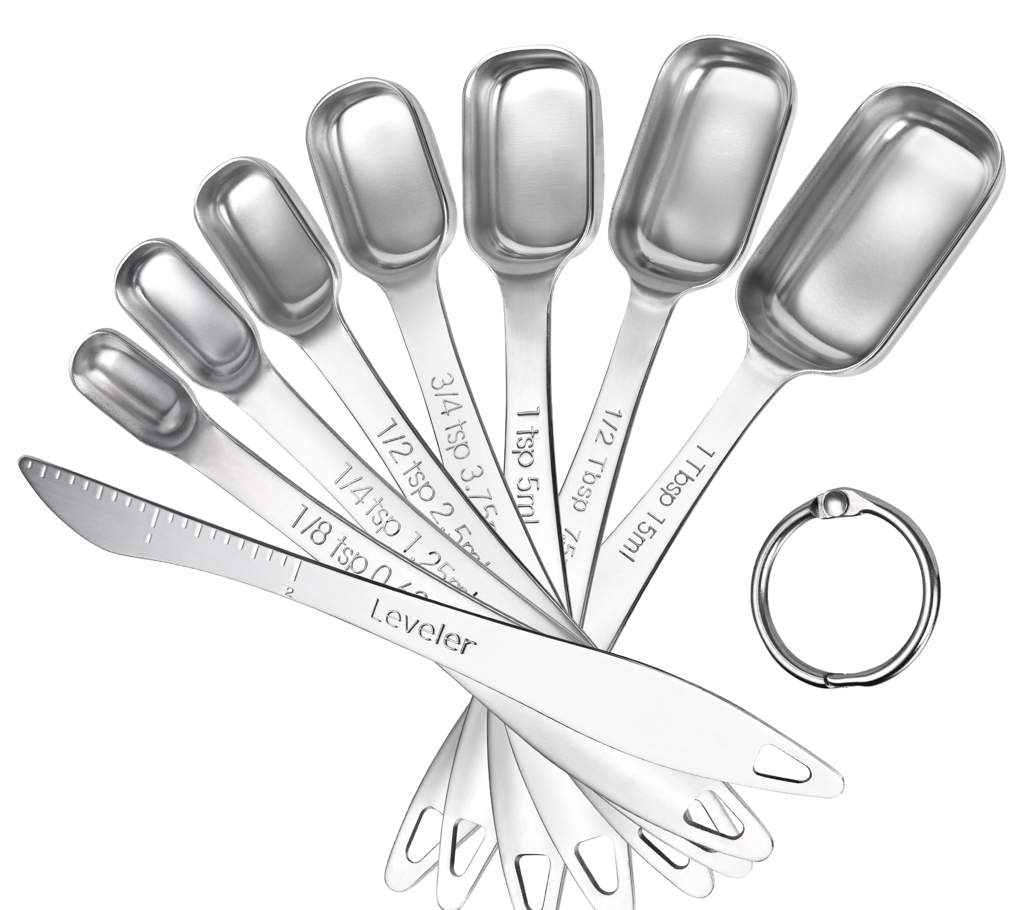 Narrow Square Measuring Spoons: 18/8 Stainless Steel Kitchen Measure ...