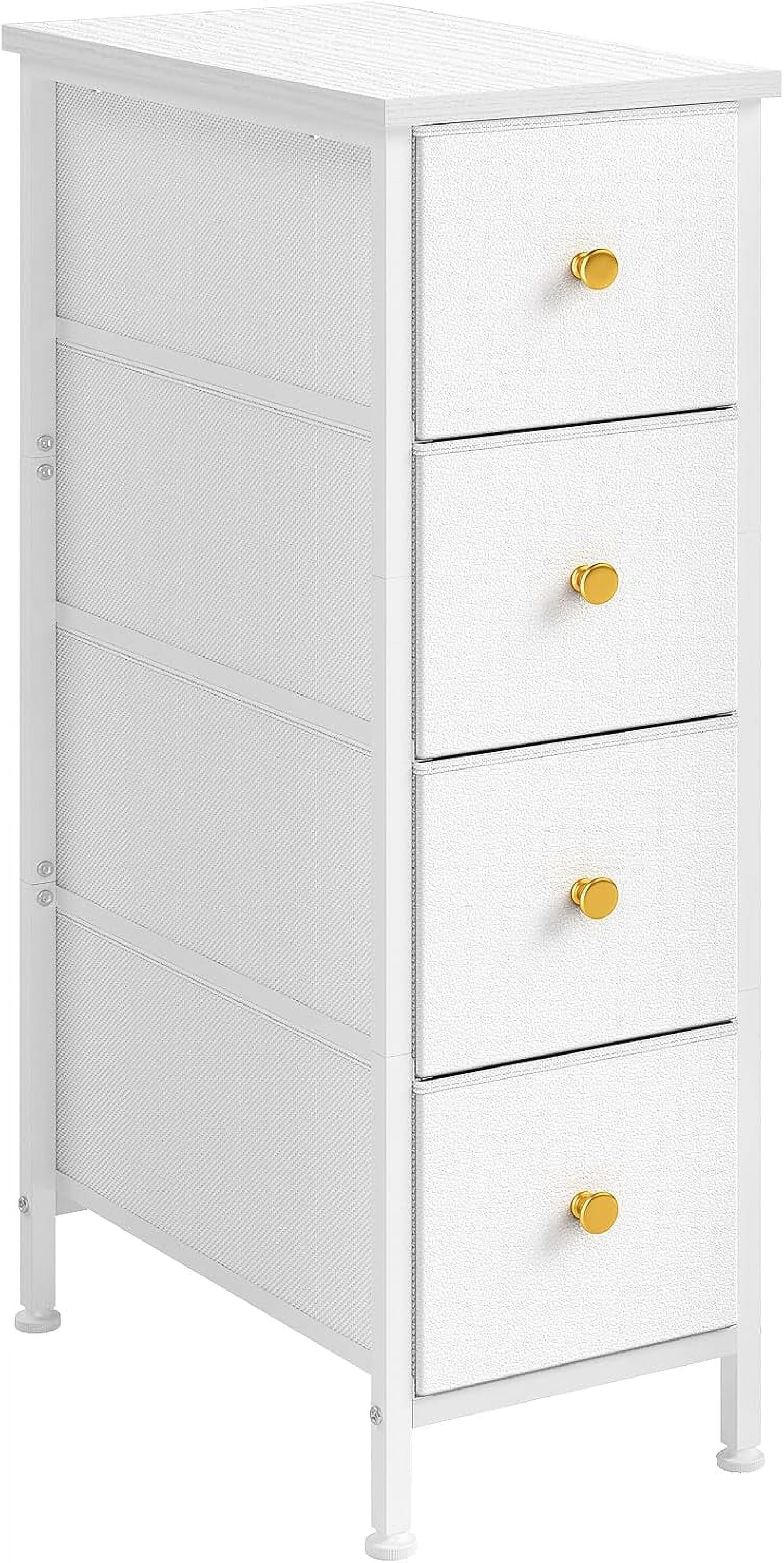 Narrow Storage Cabinet, Narrow Nightstand Dresser with 4 Drawers, Slim ...