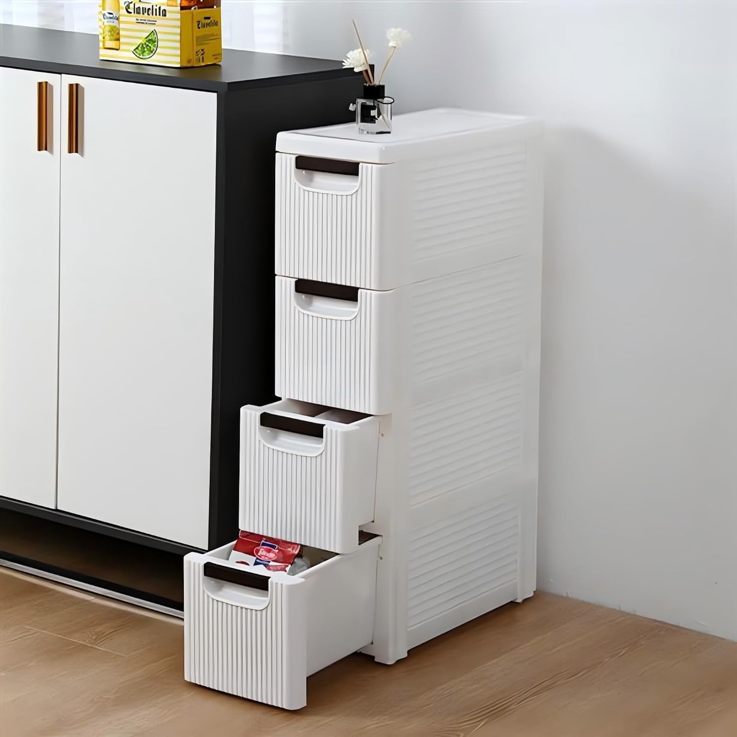 QLJJSD Narrow storage cabinets, slim bathroom cart kitchen, bathroom ...