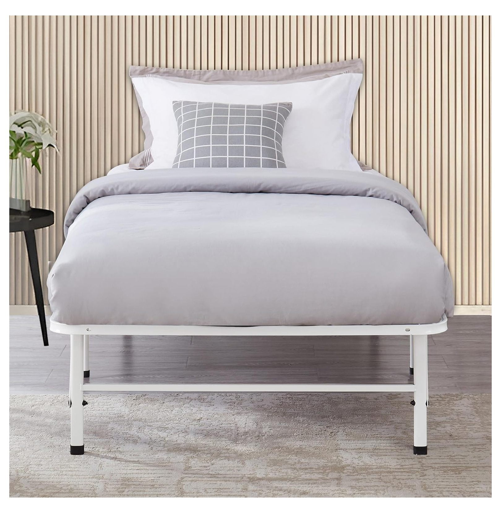 Narrow Twin Bed Frame with Heavy Duty Steel Slats 14 Inches Metal ...