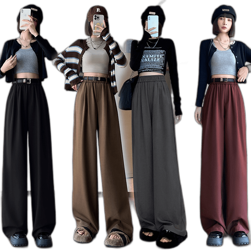 Narrow Version Wide -Leg Pants Women In Spring High Waist Vertical ...