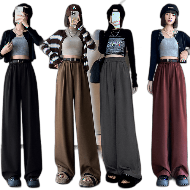 Narrow Version Wide -Leg Pants Women In Spring High Waist Vertical ...