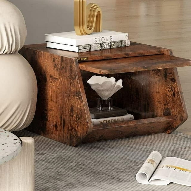 Narrow Wood Stacking Storage Box with Sliding Door,Cube Storage ...