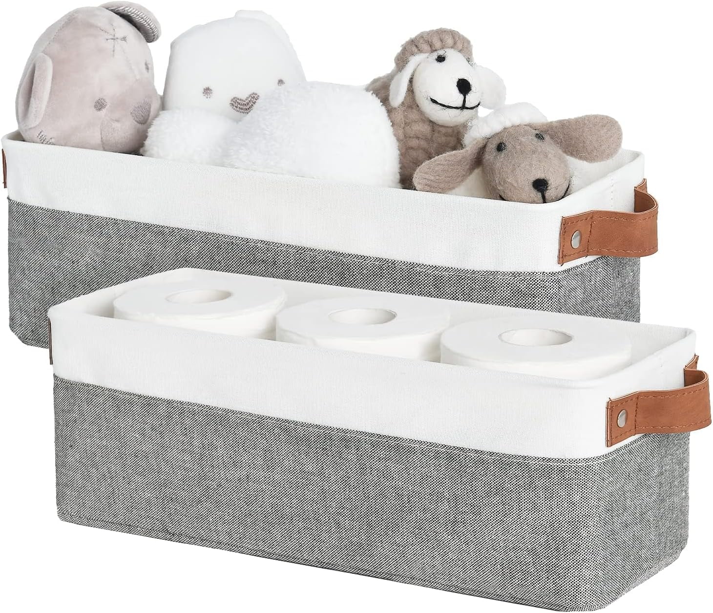 Narrow storage boxes, small baskets for closets and shelves, fabric ...