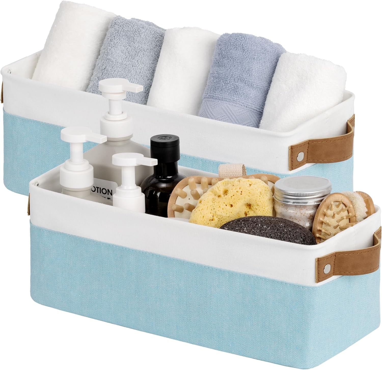 Narrow storage boxes, small baskets for closets and shelves, fabric ...