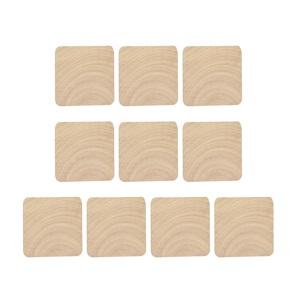 Narrster 10PCS 4x4x1.2cm Blank Wood Cube Square DIY Unfinished Blocks ...