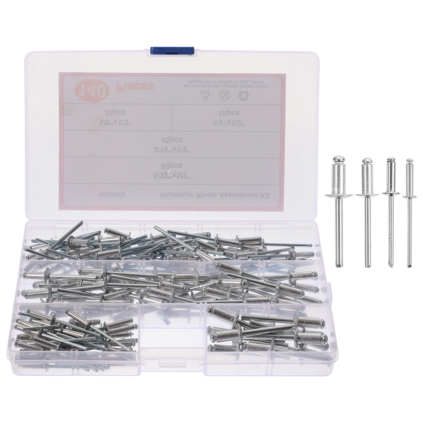 Narrster 140pcs Aluminum Rivets Assortments Aluminum Pop Rivets ...