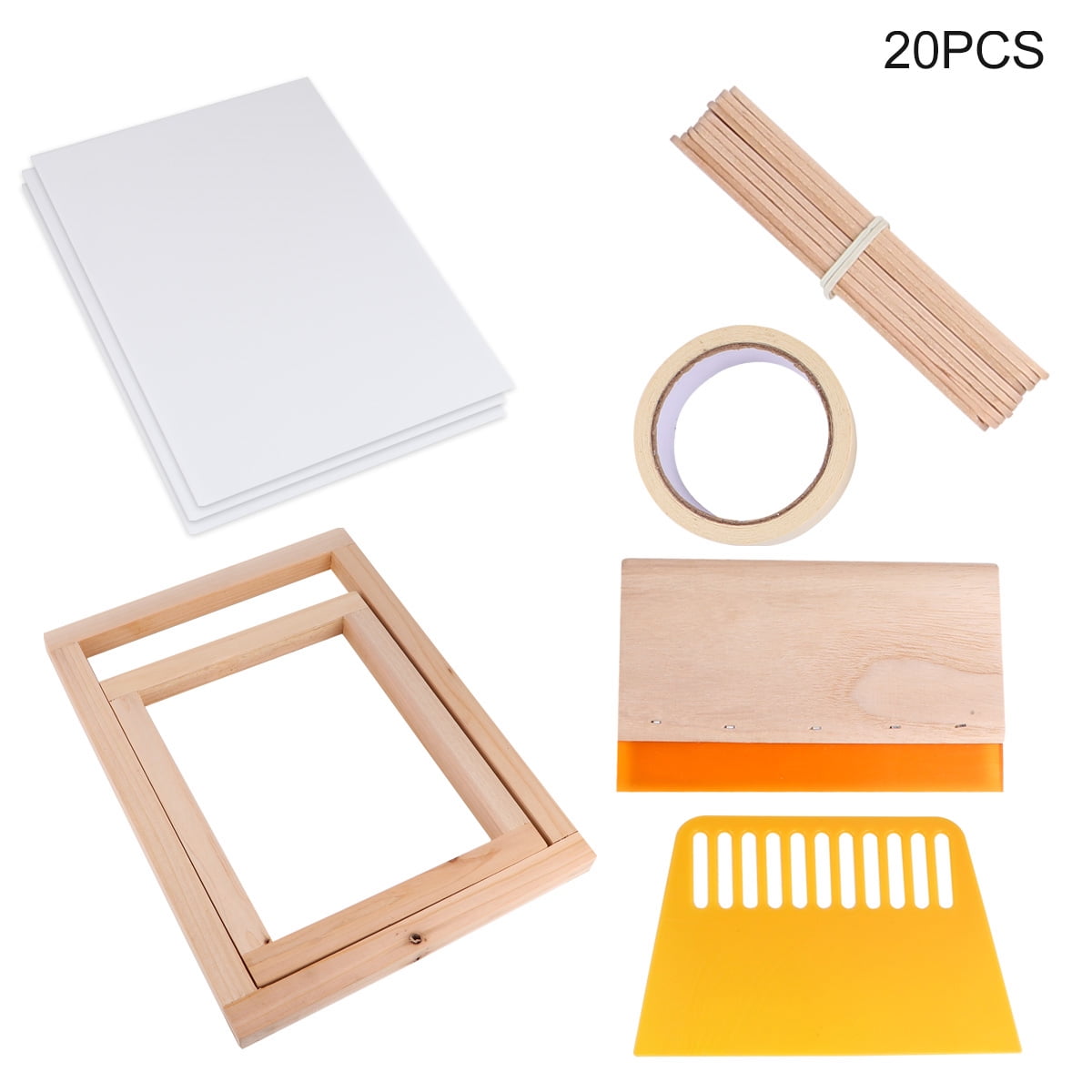 Narrster 20pcs Screen Printing Kit Silk Screen Printing Frame Squeegees ...