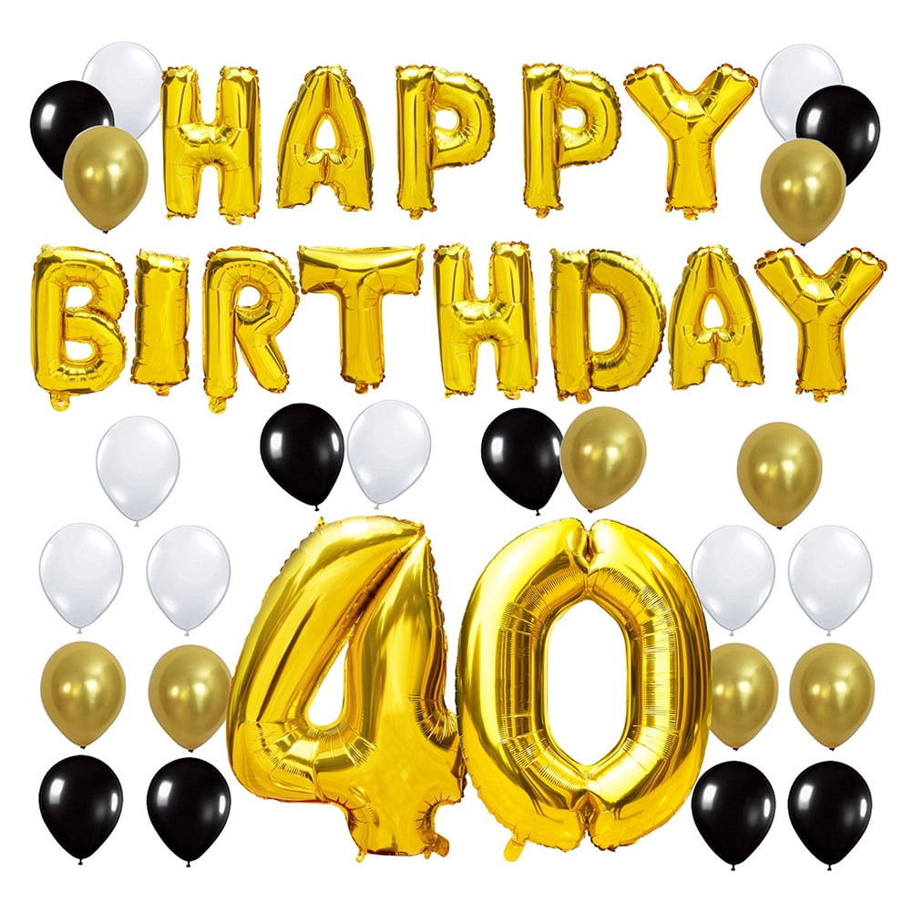 Narrster 39pcs 40 Years Old Balloons Decorative Balloons Set Latex ...