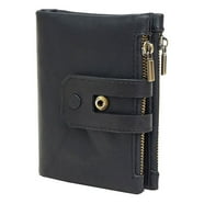 DEFNES Genuine Leather Bifold Wallet for Men with Zippered Security ...