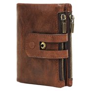 DEFNES Genuine Leather Bifold Wallet for Men with Zippered Security ...