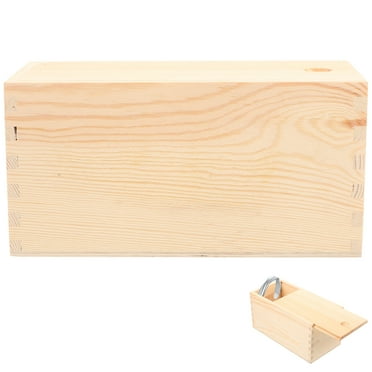 Large Bamboo Wood Box with Hinged Lid, 2 Compartments, 7 x 5 x 4 in ...