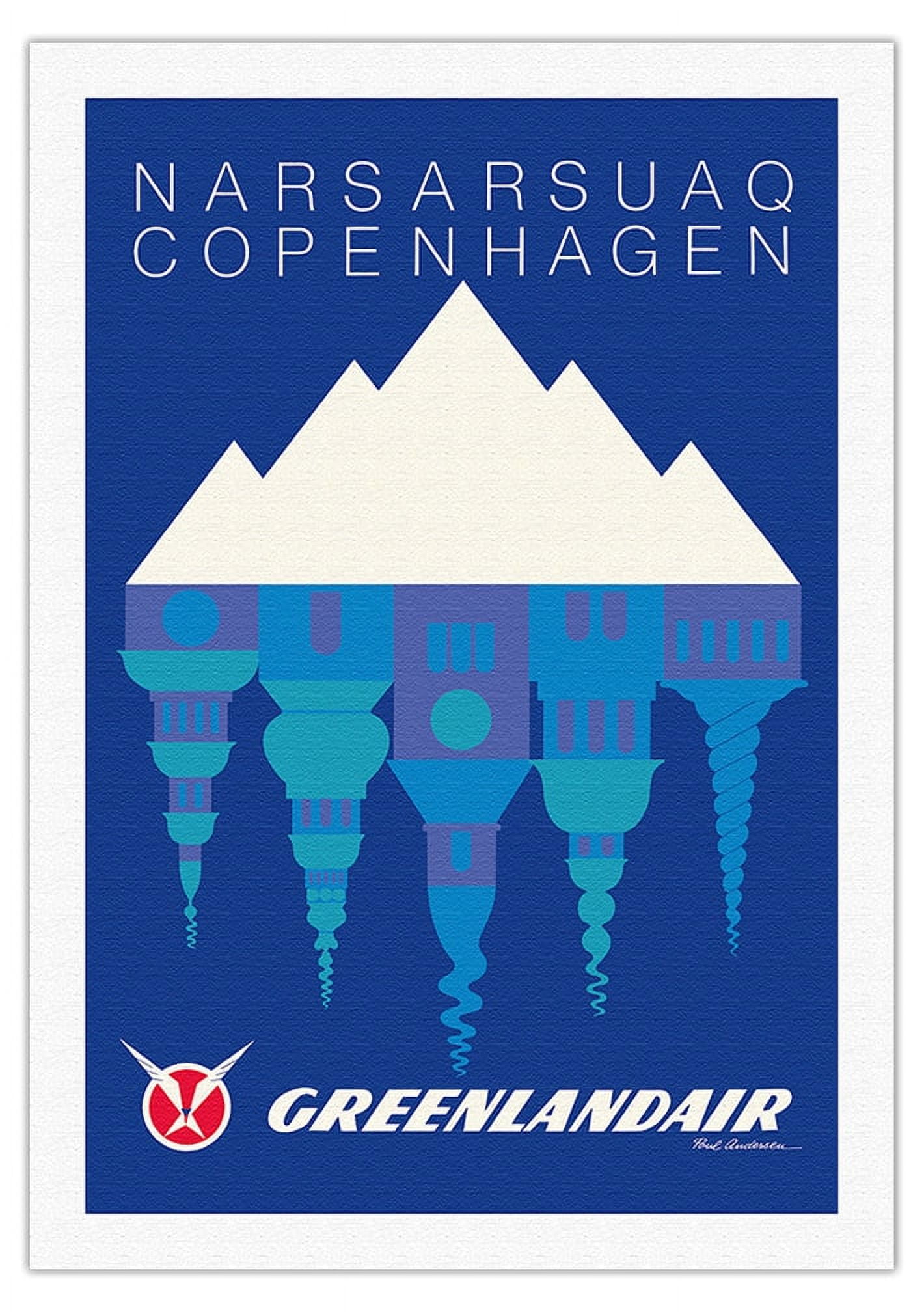 Narsarsuaq Greenland - Copenhagen Denmark - GreenlandAir - Vintage ...