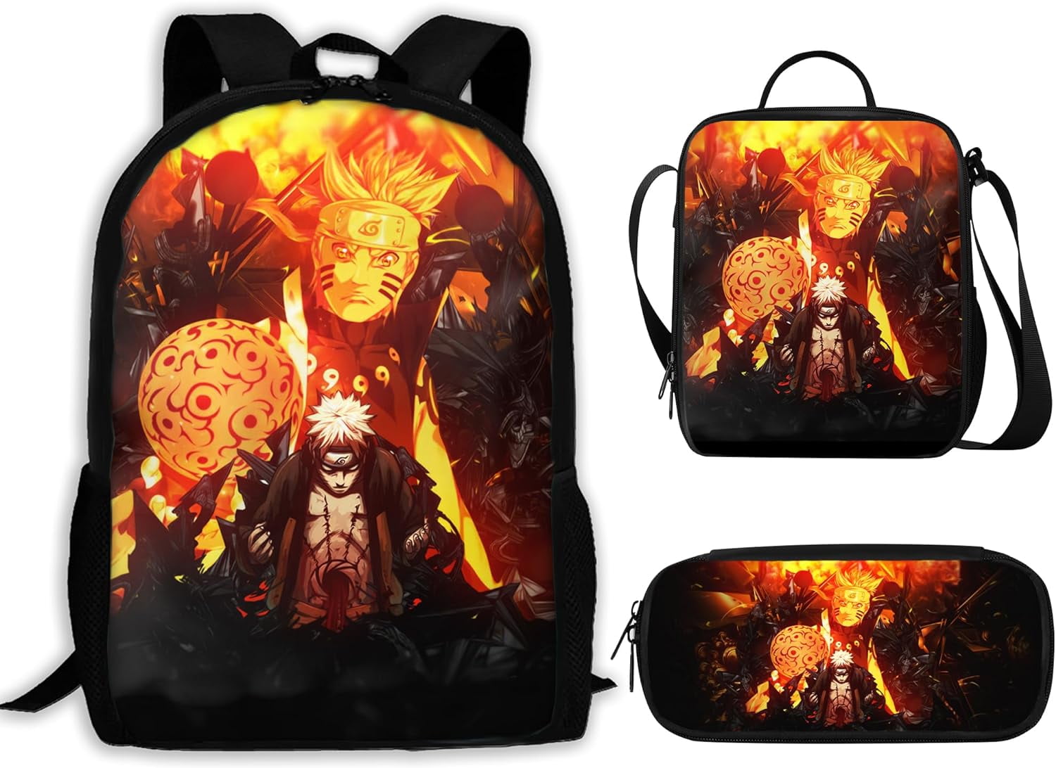 Naruto 3d Prints Anime Backpack Set Cartoon Stylish Backpack With Lunch ...