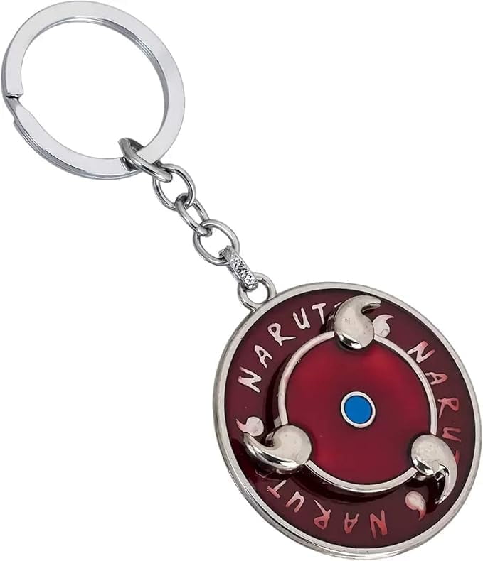 Naruto Anime Red Uchiha Sharingan Design Revolving Logo Keychain ...