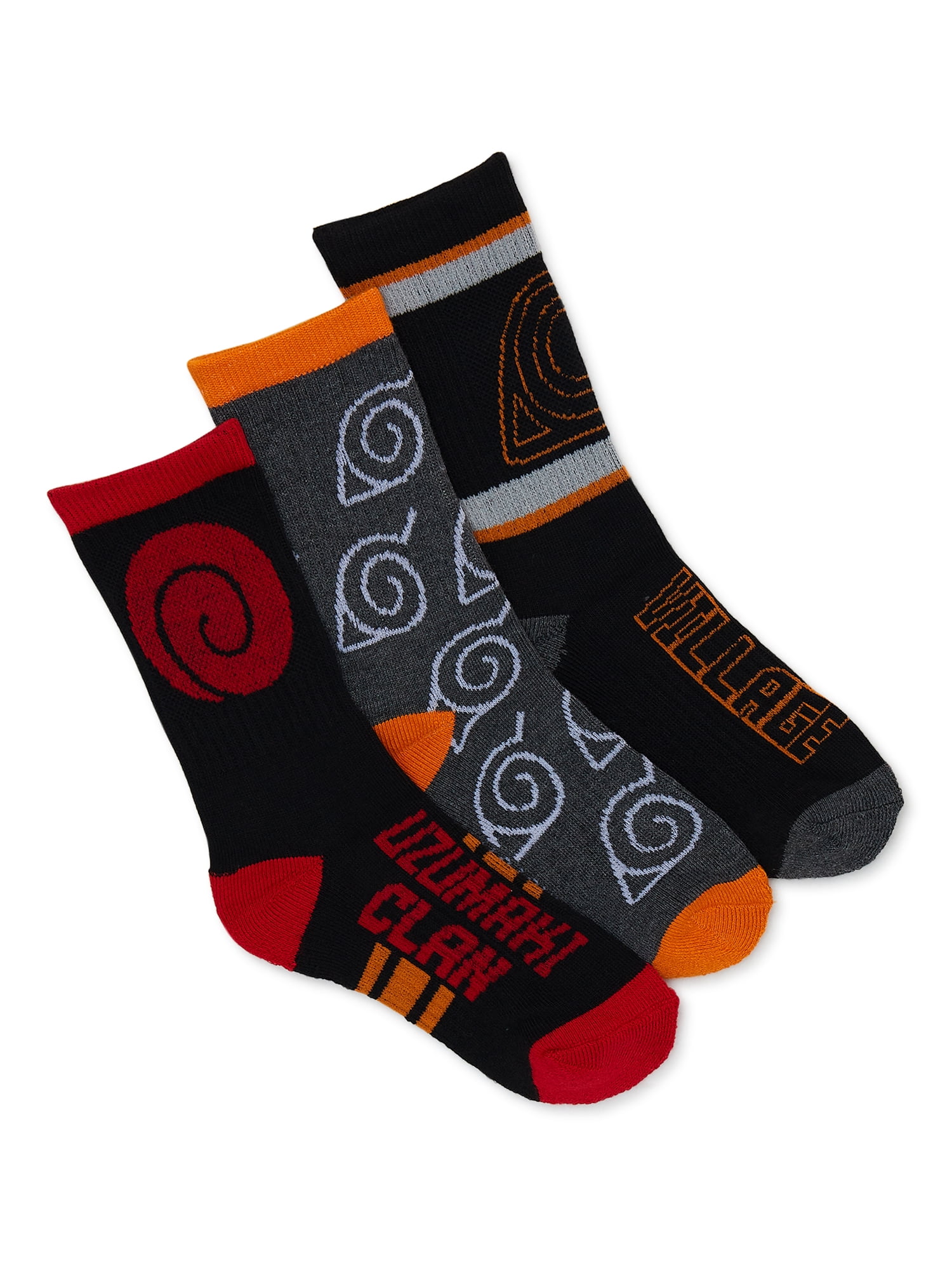 Naruto Boys Crew Socks, 3-Pack, Sizes S-L - Walmart.com