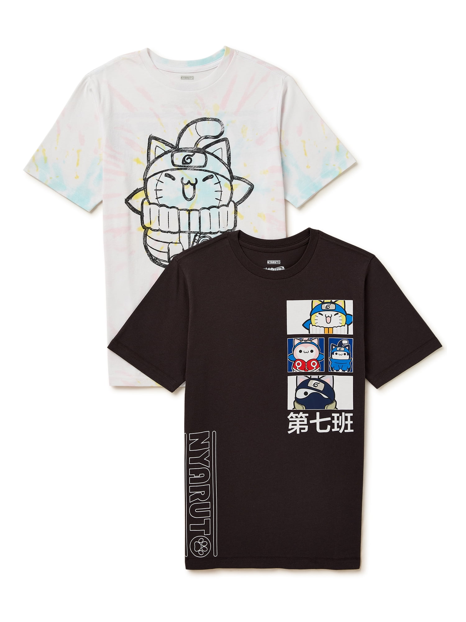Naruto Cats Boys Short Sleeve Graphic Tee, 2-Pack, Sizes XS-XXL ...